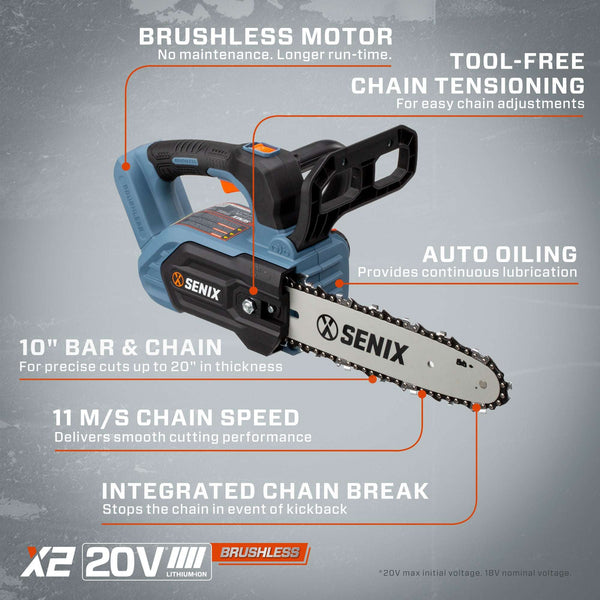 20 Volt Max* 10-Inch Cordless Top Handle Chain Saw (Tool Only), CSX2-M ...